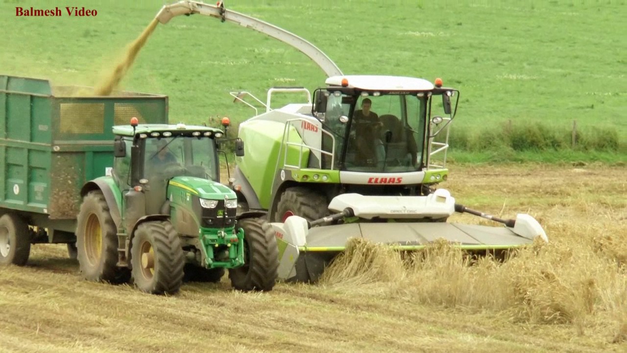 Whole-Crop Wheat Silage with Claas 870 and John Deere. - YouTube