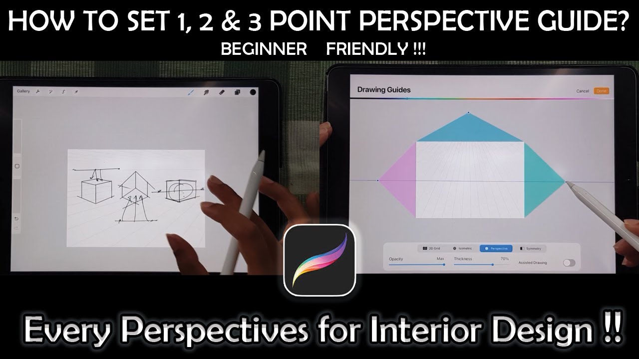 Easily master 1, 2 & 3 Point Perspective guides in Procreate -Tutorial ...