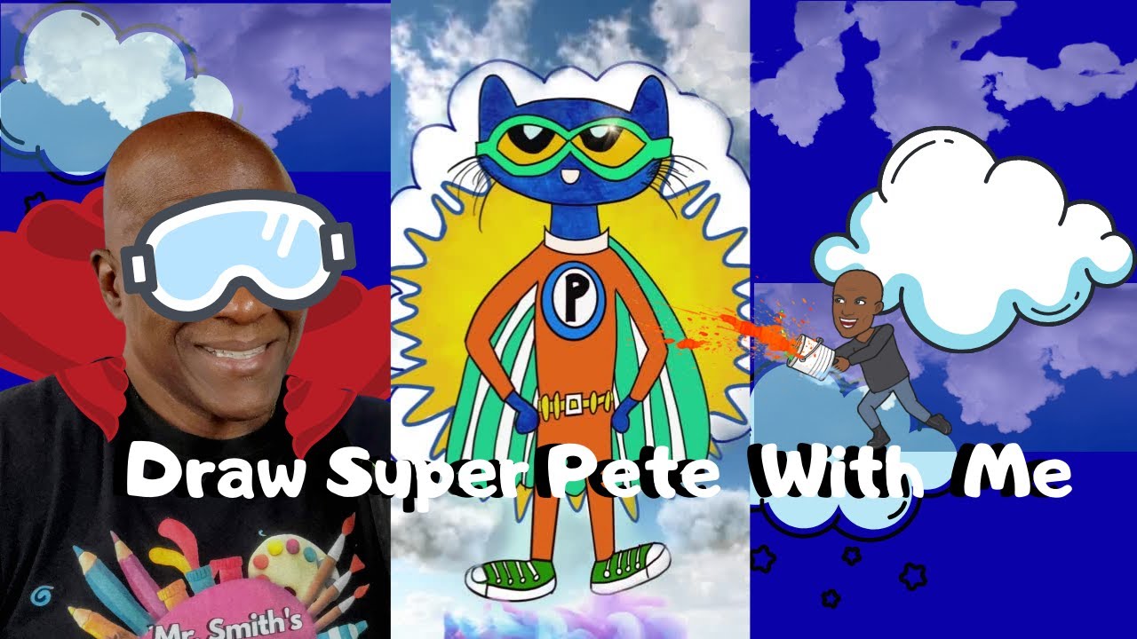 How To Draw Pete The Cat - Super Pete #ReadAcrossAmerica #Petethecat # ...