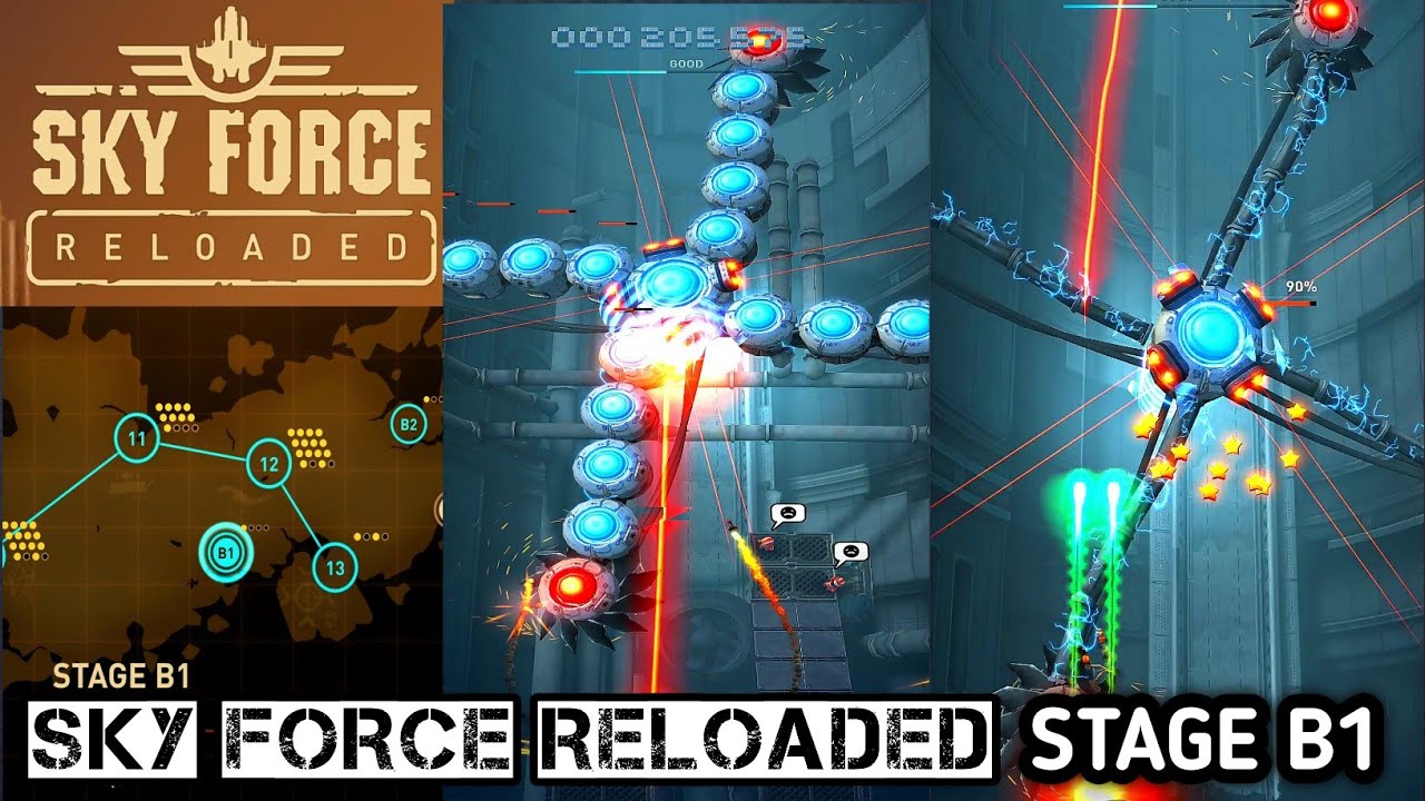 SKY FORCE RELOADED Stage B1☣️Normal☠️Difficulty level | complete play ...