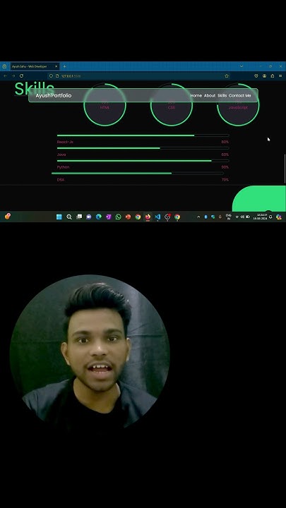 Portfolio Using Htmlcss And Js 🔥 Day32day100 Html Css Js Shorts 