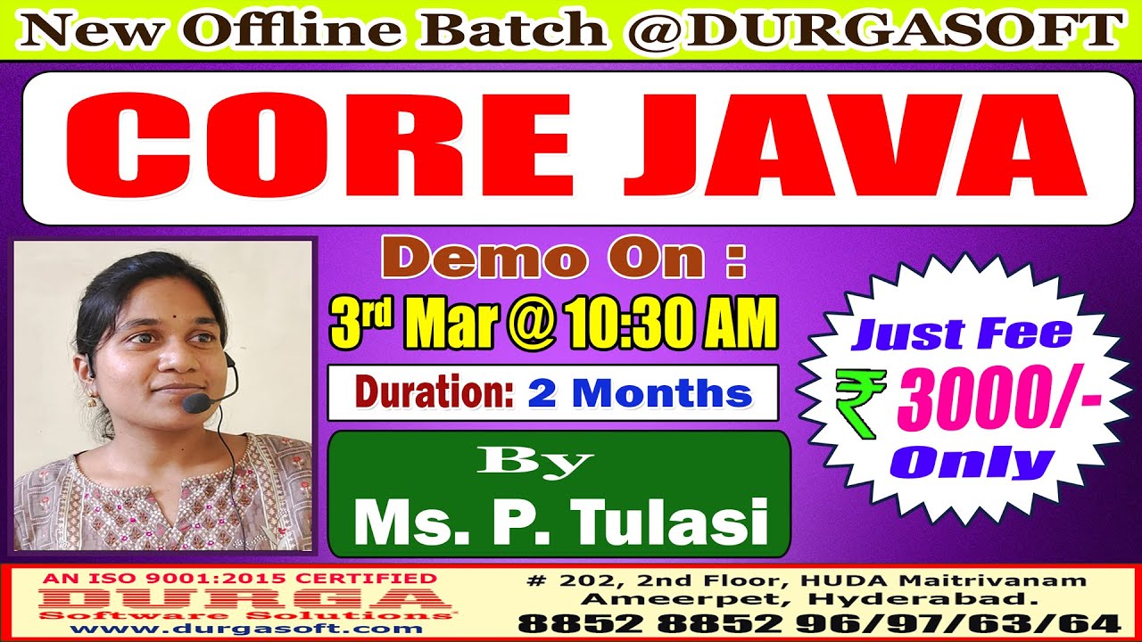 CORE JAVA Offline Training @ DURGASOFT - YouTube