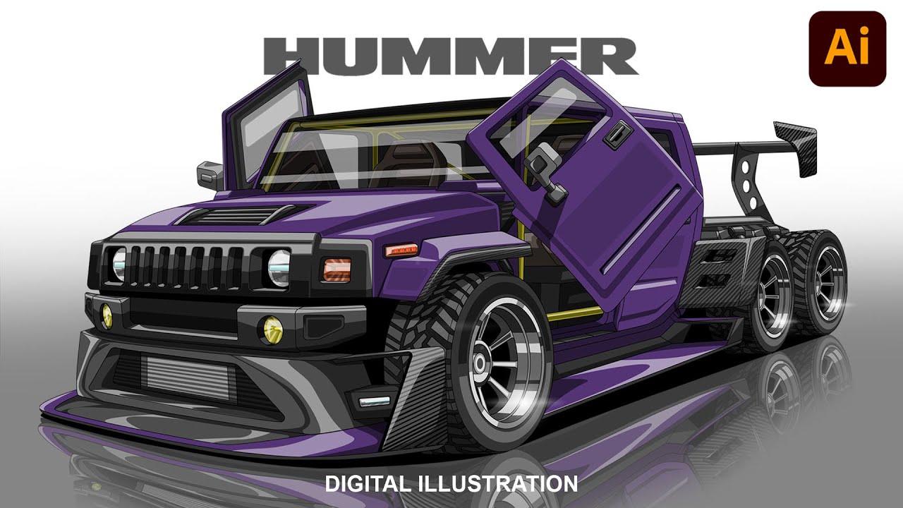 Adobe Illustrator tutorial | Hummer H2 | 6X6 Modified | Speed art ...