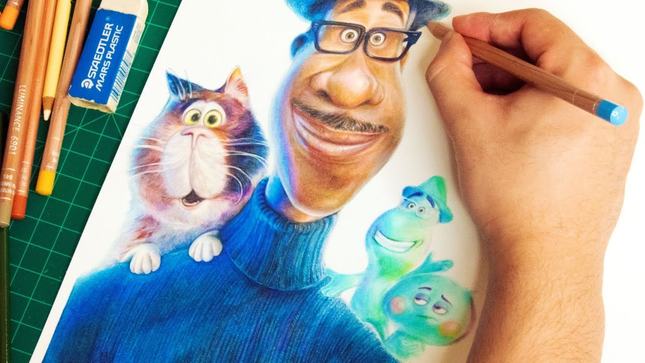 Drawing Disney Pixar's Soul (Joe Gardner, Mr. Mittens, 22) - Timelapse ...