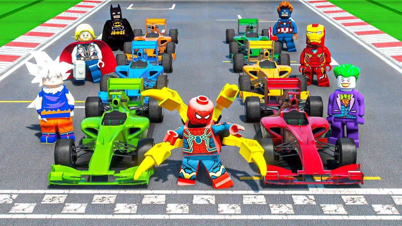FORMULA RACE Extreme Event Day | LEGO SUPERHEROES F1 Cars Racing ...