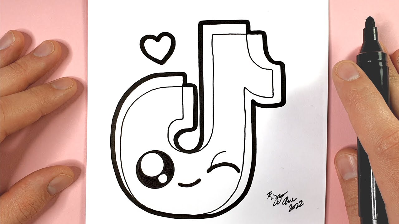 HOW TO DRAW CUTE TIK TOK LOGO EASY - HAPPY DRAWINGS - YouTube