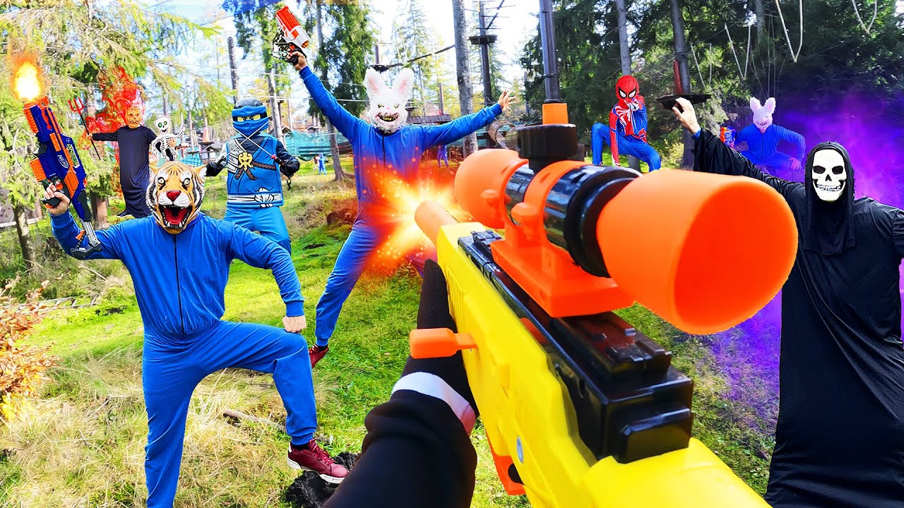 Nerf War /Spiderman and Amusement Park Battle Collection 4 (Nerf First ...