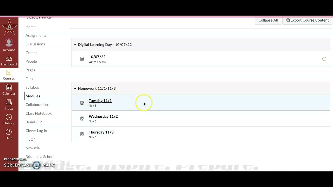 Mrs. Summerville's Kindergarten Canvas Homework - YouTube