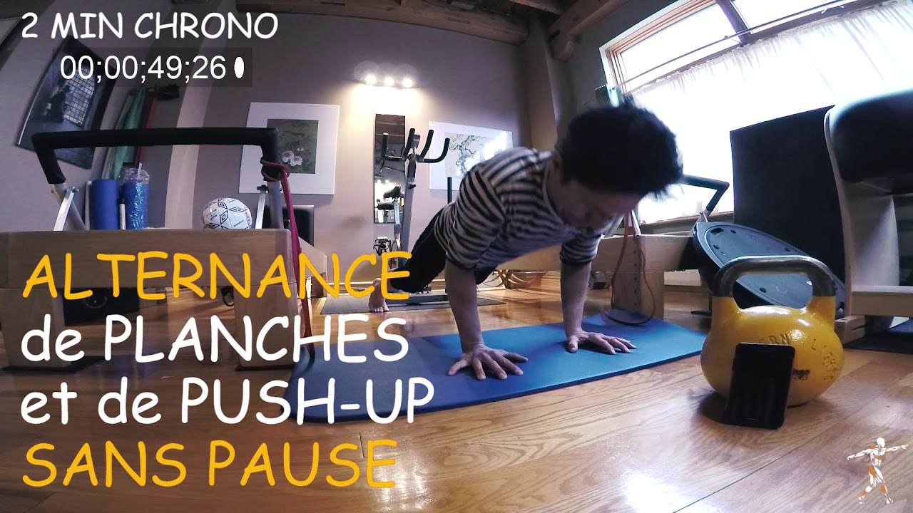 Planches abdominale, latérale et push up | 2 min TOP CHRONO - YouTube