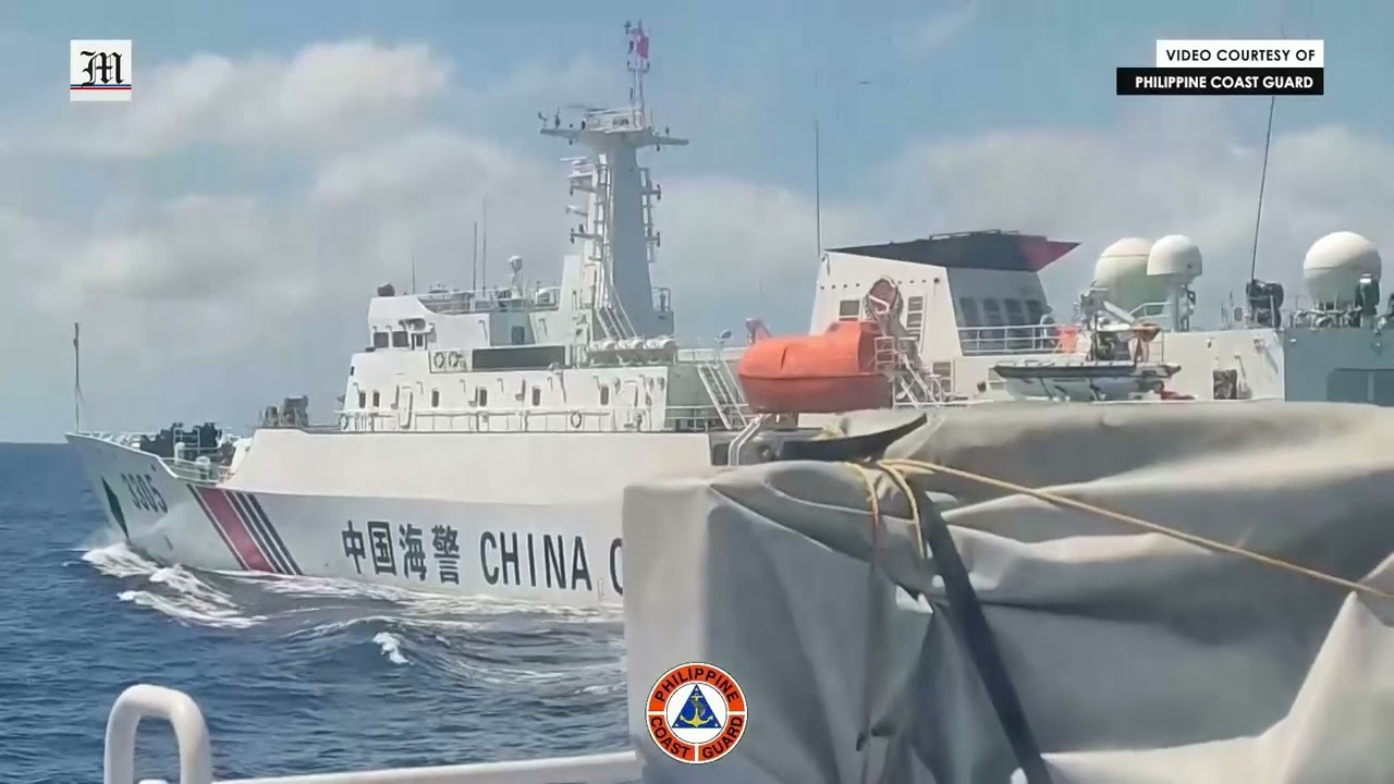 Chinese ship nearly rams PCG vessel - YouTube