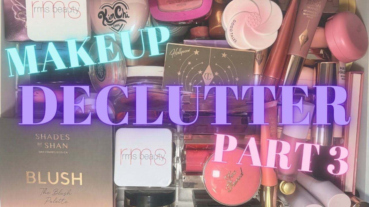 Makeup Declutter Pt. 3 l Blush Declutter - Creams, Liquids & Powder l What Survives? - YouTube