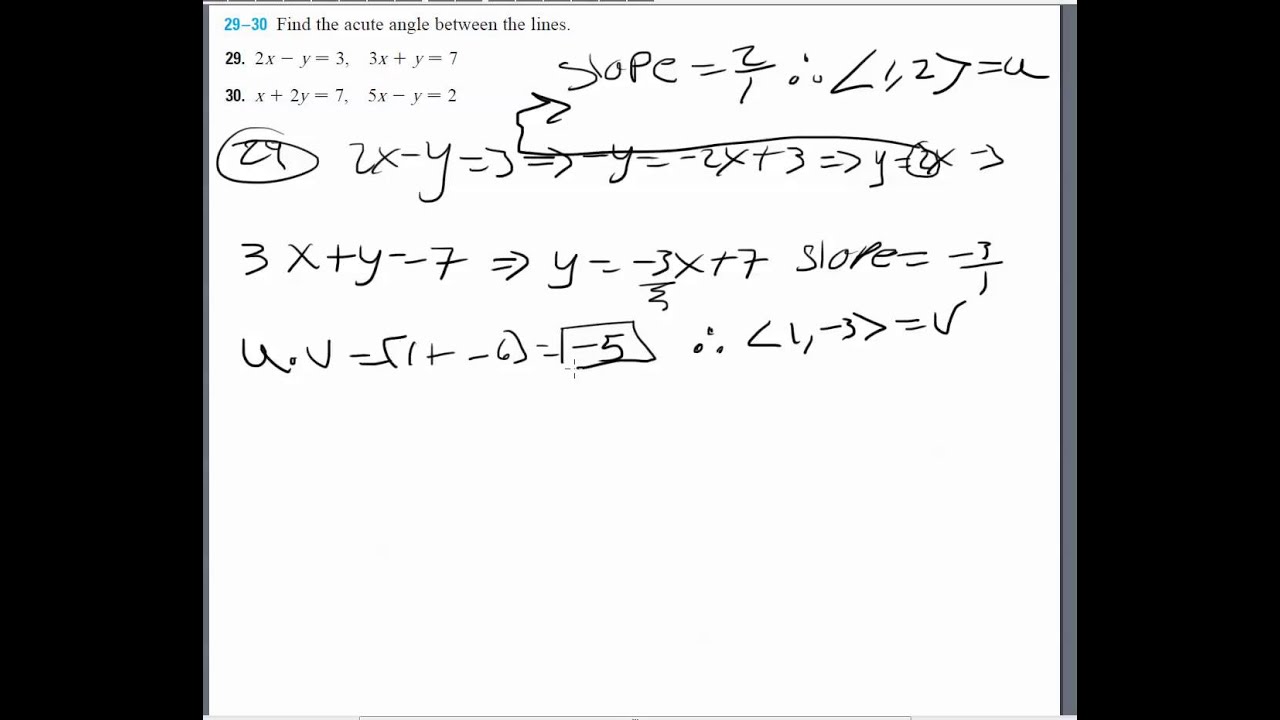 Find The Acute Angle Between Two Lines YouTube