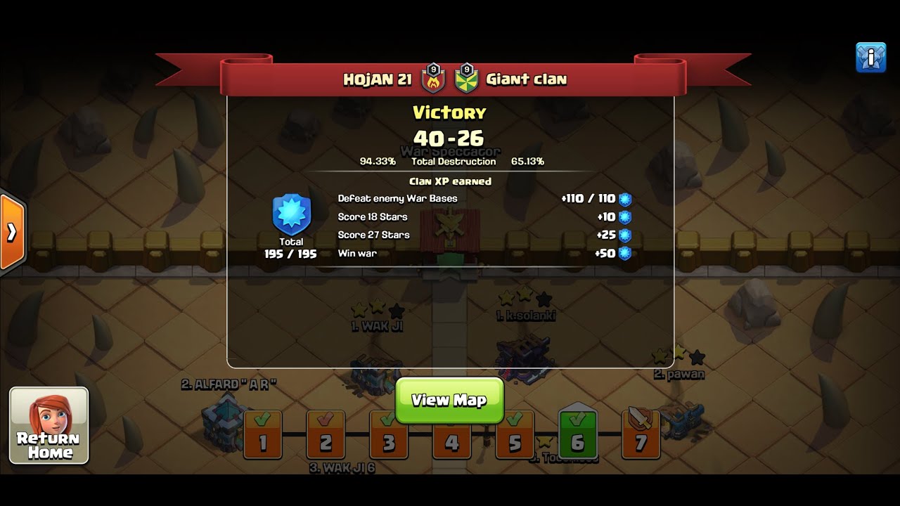 MENANG!!! 👊 CLASH OF CLANS REPLAY WAR LEAGUES DAY 6 HOjAN21 VS Giant ...