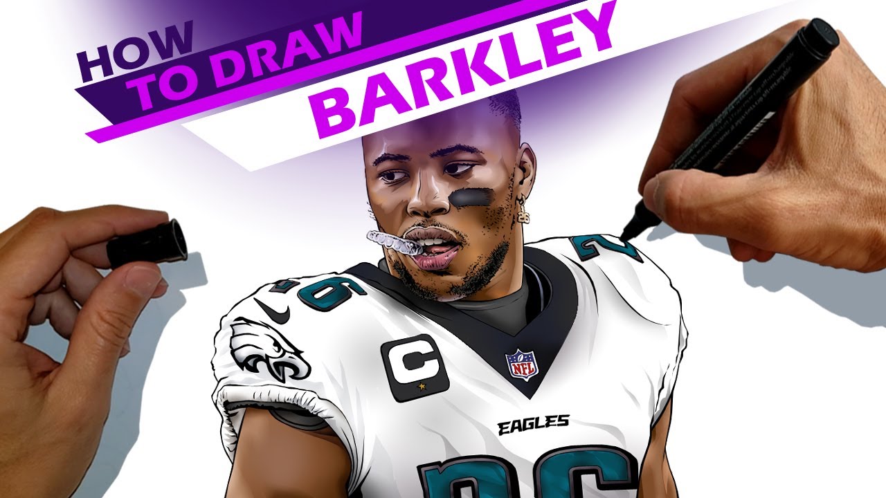 Saquon Barkley, player of the Philadelphia Eagles - How to draw - YouTube
