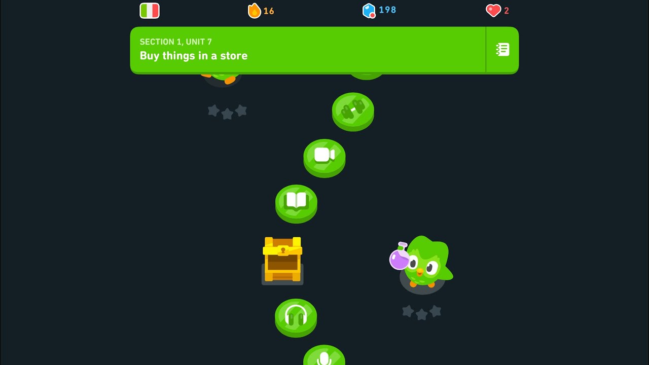 Duolingo - Italian - Section 1, Unit 7 - My full game with mistakes and ...