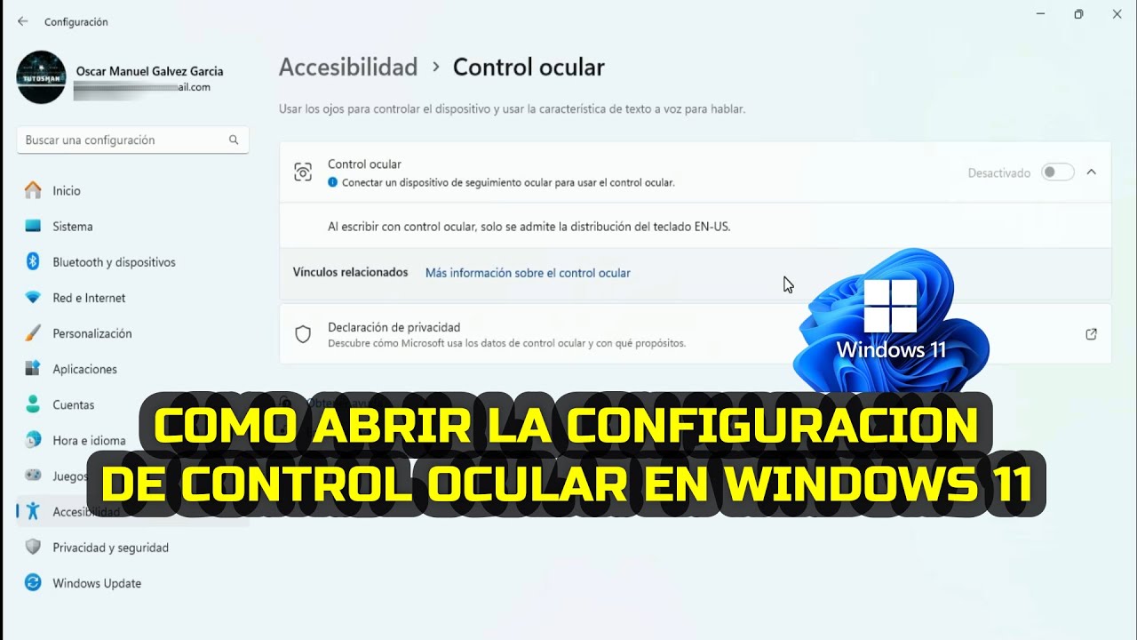 Cómo abrir la configuración de control ocular en Windows 11 - YouTube