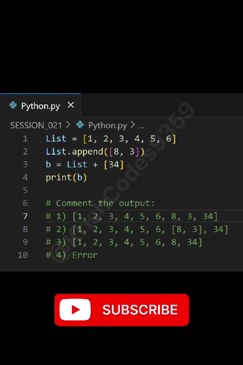 Python Programming Quiz #List #append #Python - YouTube