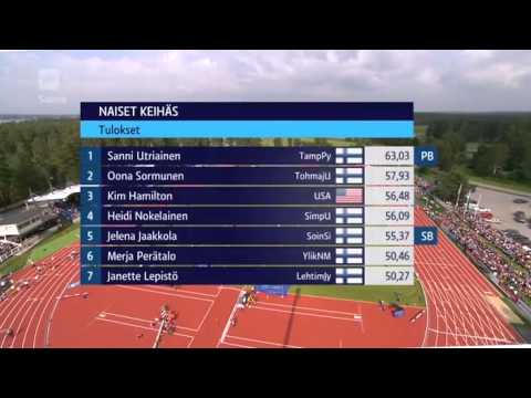 Sanni Utriainen 63.03m @Kuortane - YouTube