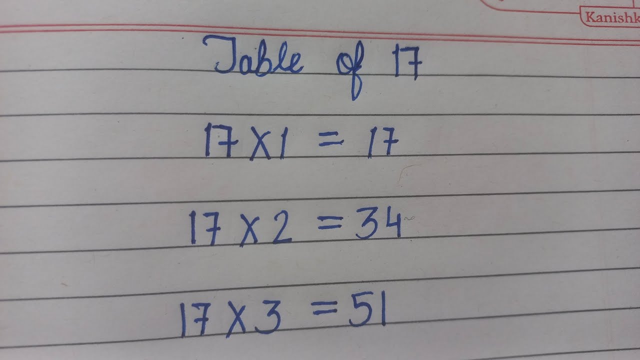 Table of 17 l How to write and learn the table of 17 - YouTube