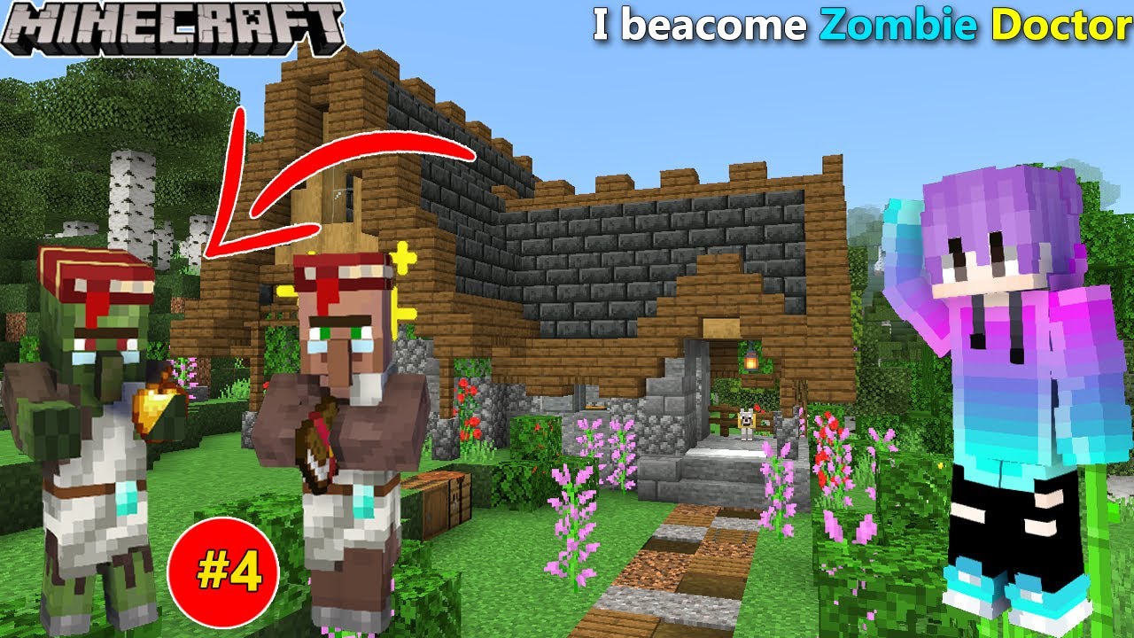 I Cured an Infected Zombie Villager | in minecraft survival ep4. - YouTube