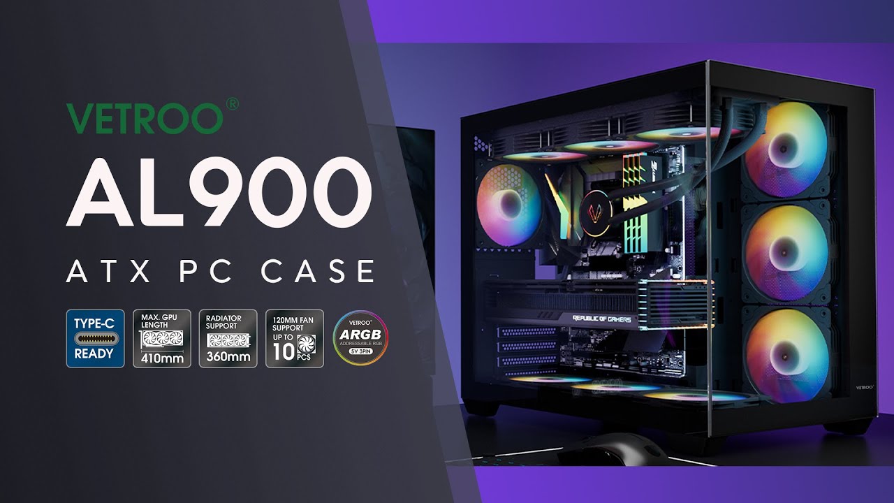 Vetroo AL900 ATX PC Case - 🐈‍⬛Black🐈‍⬛ - YouTube