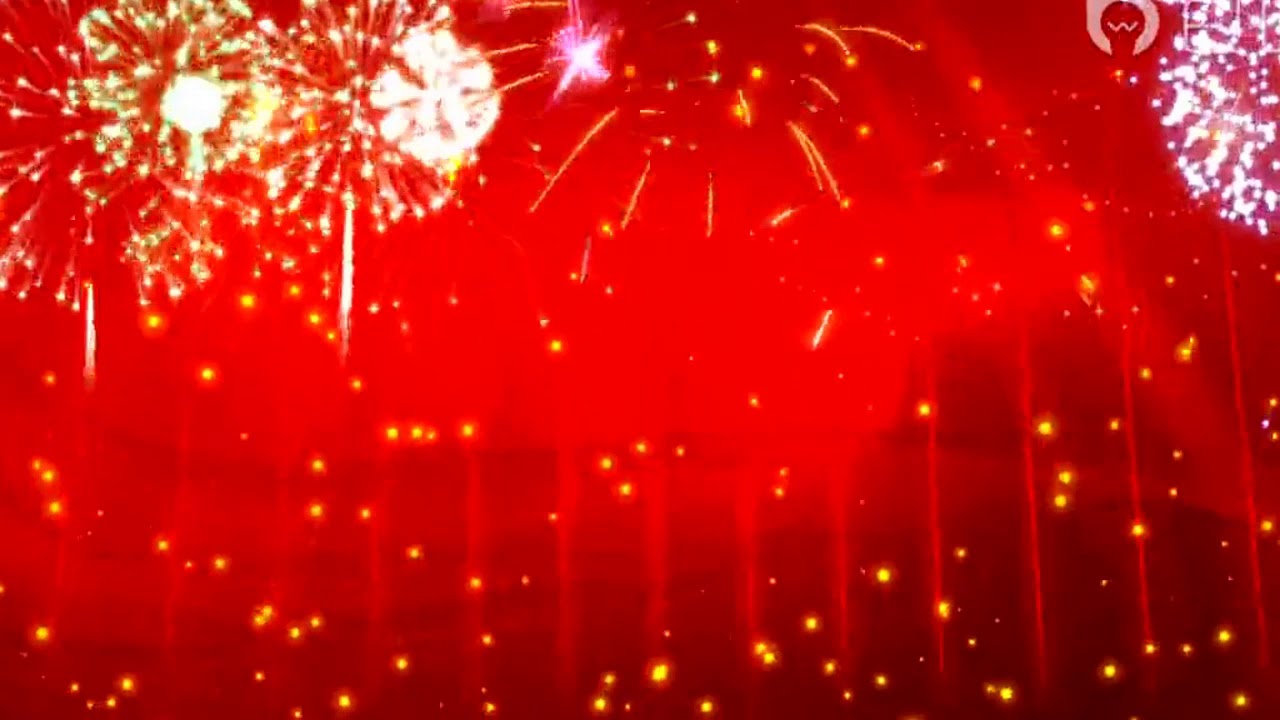 New year fireworks red background effects - YouTube
