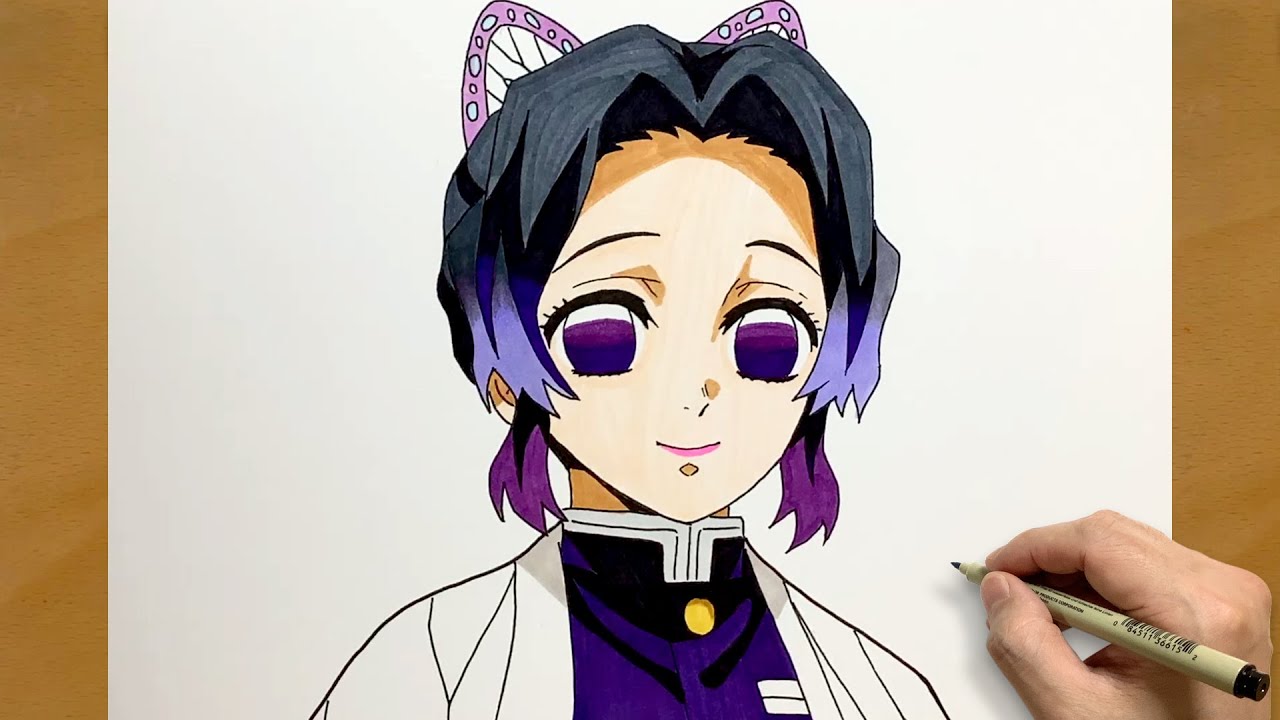 How to draw Shinobu Kocho from Demon Slayer | Shinobu Kocho | draw ...