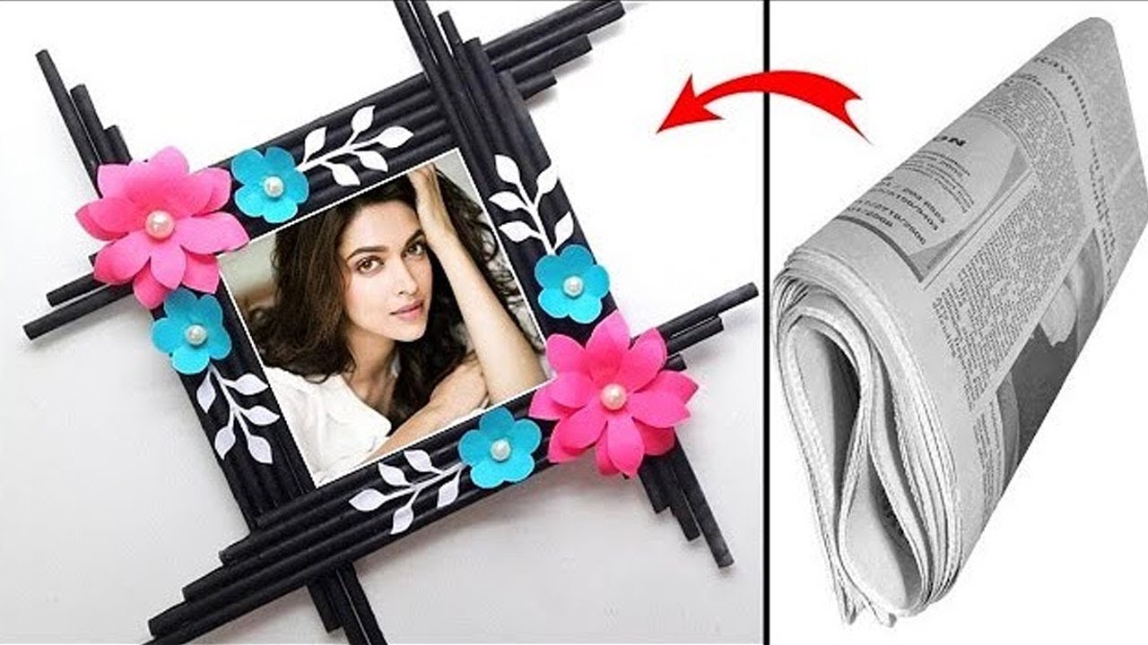 Photo frame DIY Ideas Easy Photo frame At Home NewsPaper Craft Idea ...
