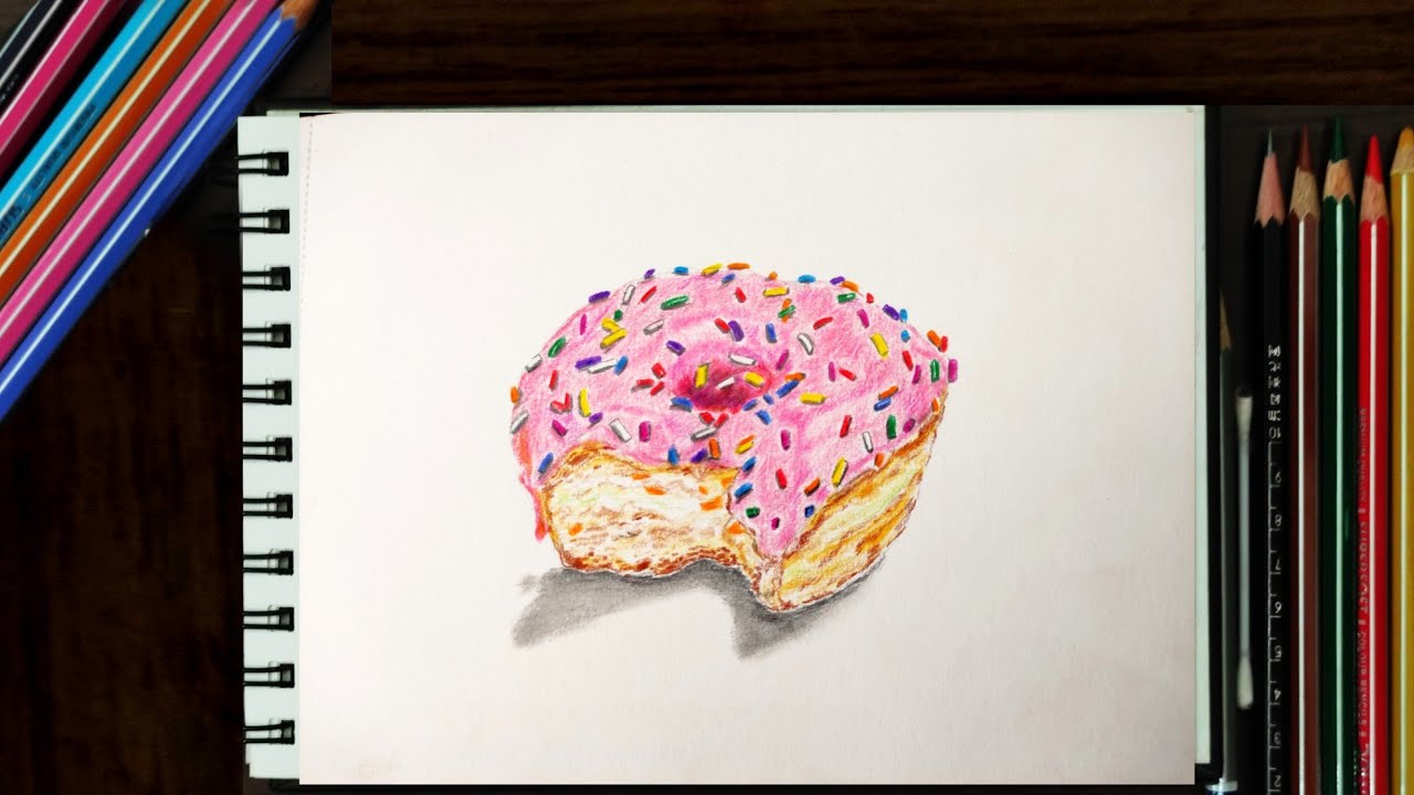 How to Draw a Doughnut | colour pencil art | Time-lapse | donut Drawing ...