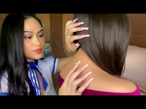 ASMR First Class Flight Attendant Gives U Scalp & Back Scratch ...
