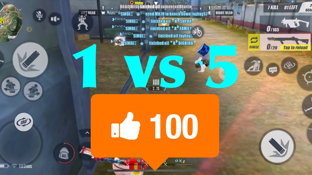 Rules Of Survival- best 1vs5/destroy random people in fearless map ...