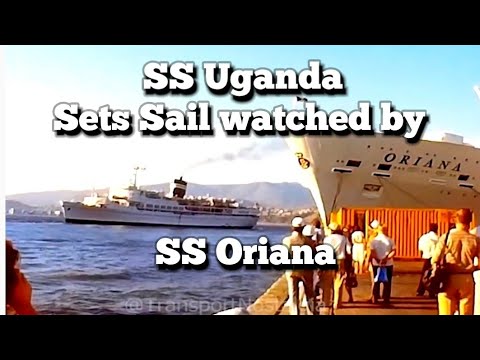 Nautical Farewell: SS Uganda Sets Sail Watched by SS Oriana - YouTube