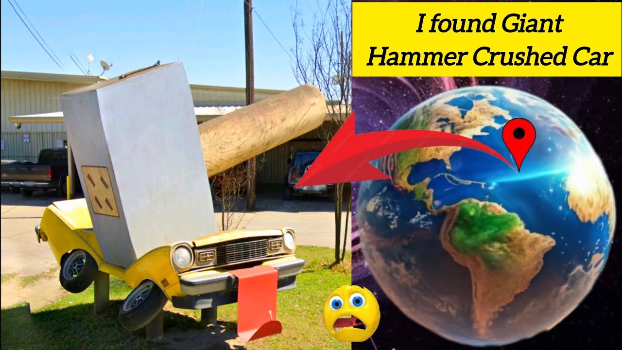 🥴I found a Giant Hammer Crushed Car on Google earth | Car Hammering it ...