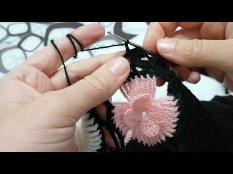 Motifli (çiçekli) yelek kenar yapımı son bölüm#tığ işi  yelek yapımı