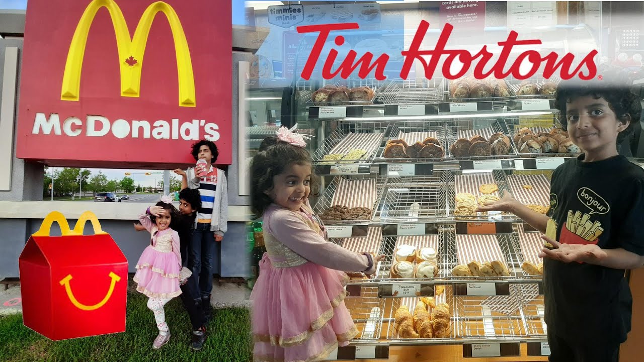【MacDonald and Tim Hortans】Kids Unboxing Happy Meal, Surprise Toy and ...