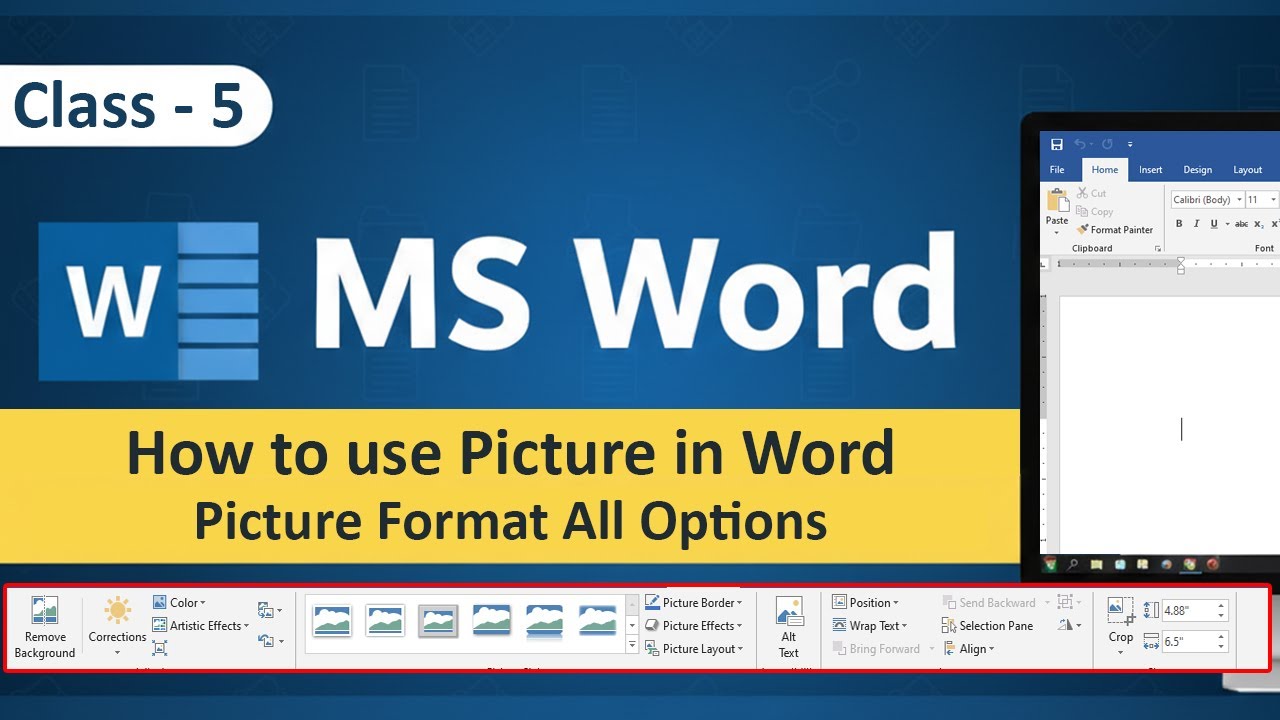 #5 How to use picture In Word | Image Format Tab | Insert Picture | MS ...