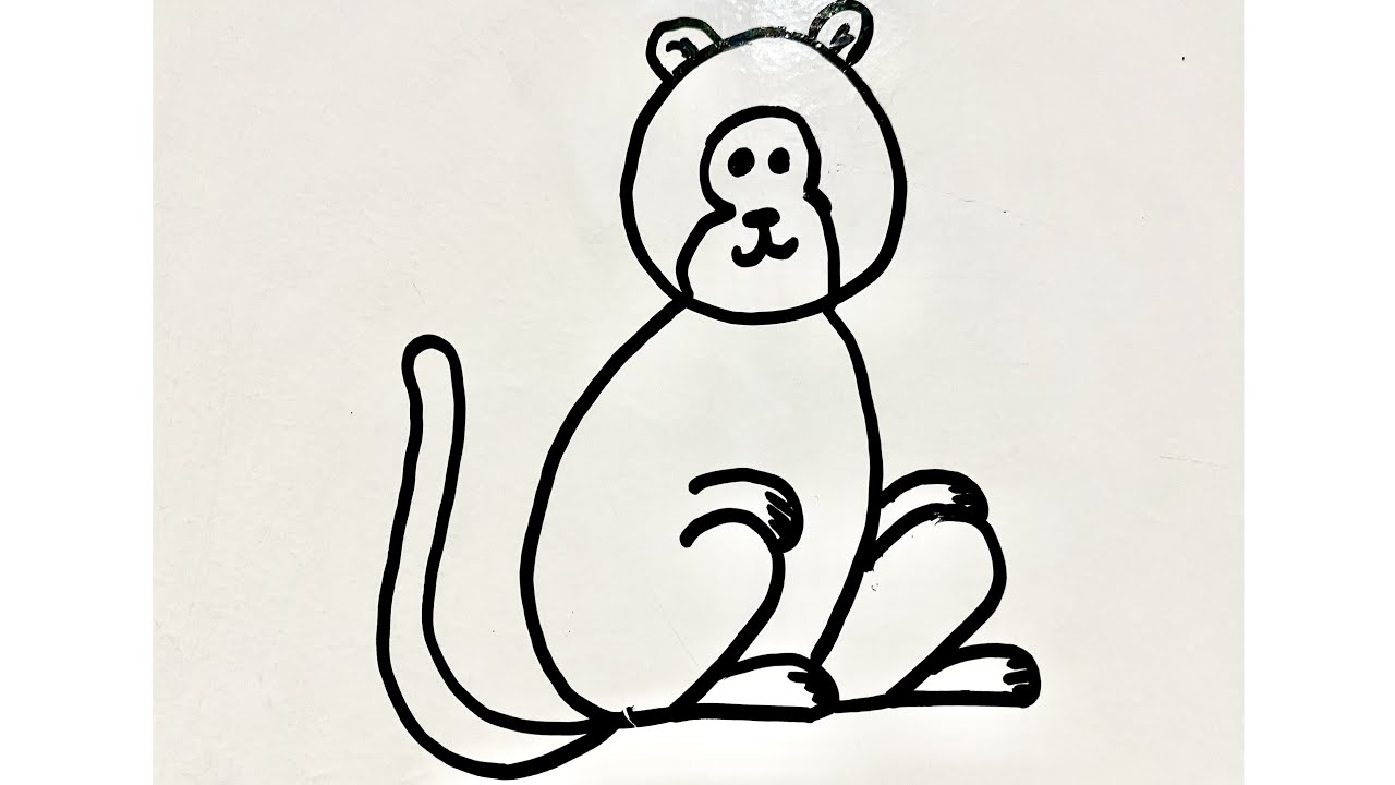 || Simple Monkey Drawing with Number 022 || Step by Step drawing ...