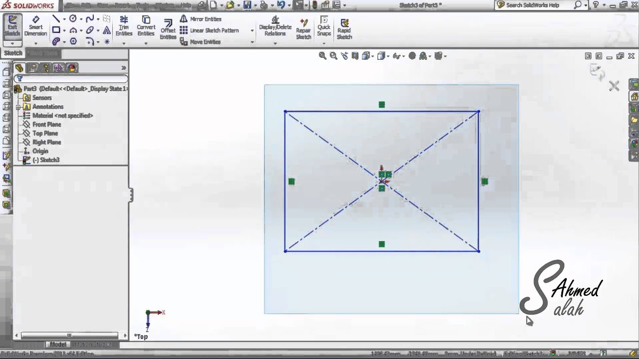 1 sketch 2 rectangle solidworks كورس سوليد كيفية رسم المستطيل والمكعب - YouTube
