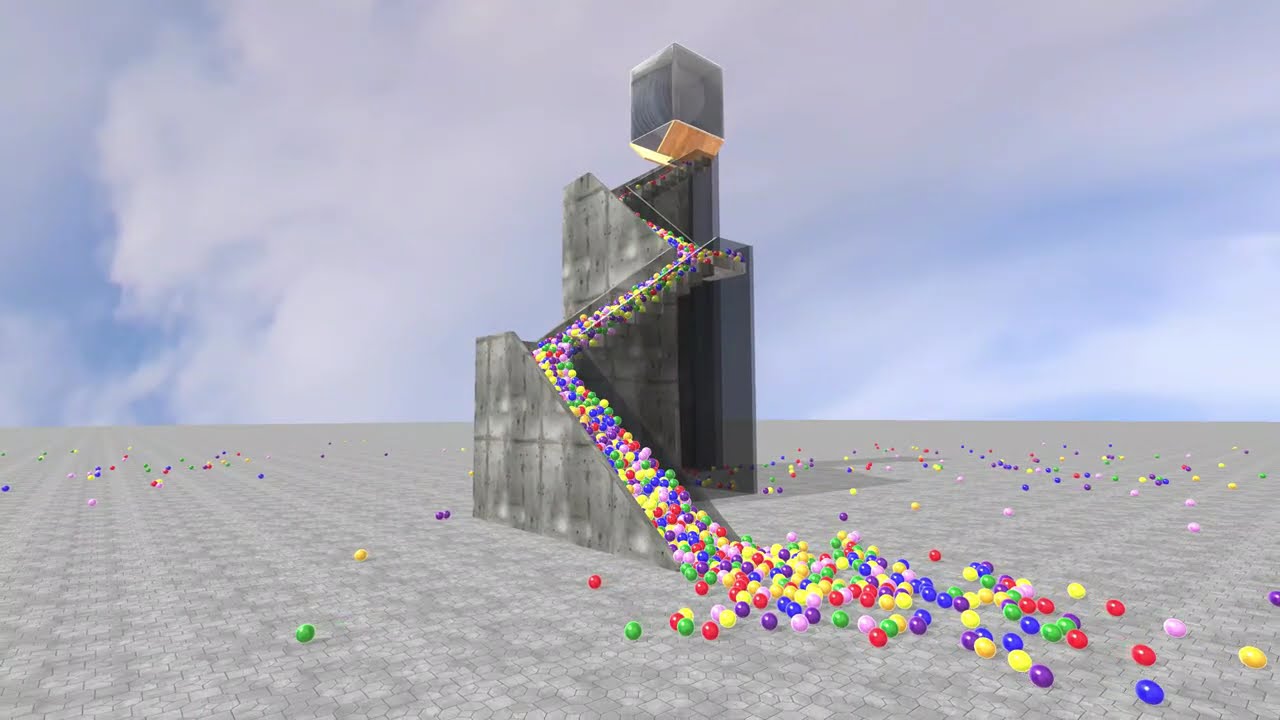 18,000 Colorfull Balls On Stairs. Satisfying 3d Balls Simulation Video ...