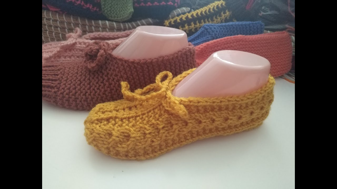 #4 Tuto Knitting patterns, Pantoufle au tricot/knitted slipper facile à ...