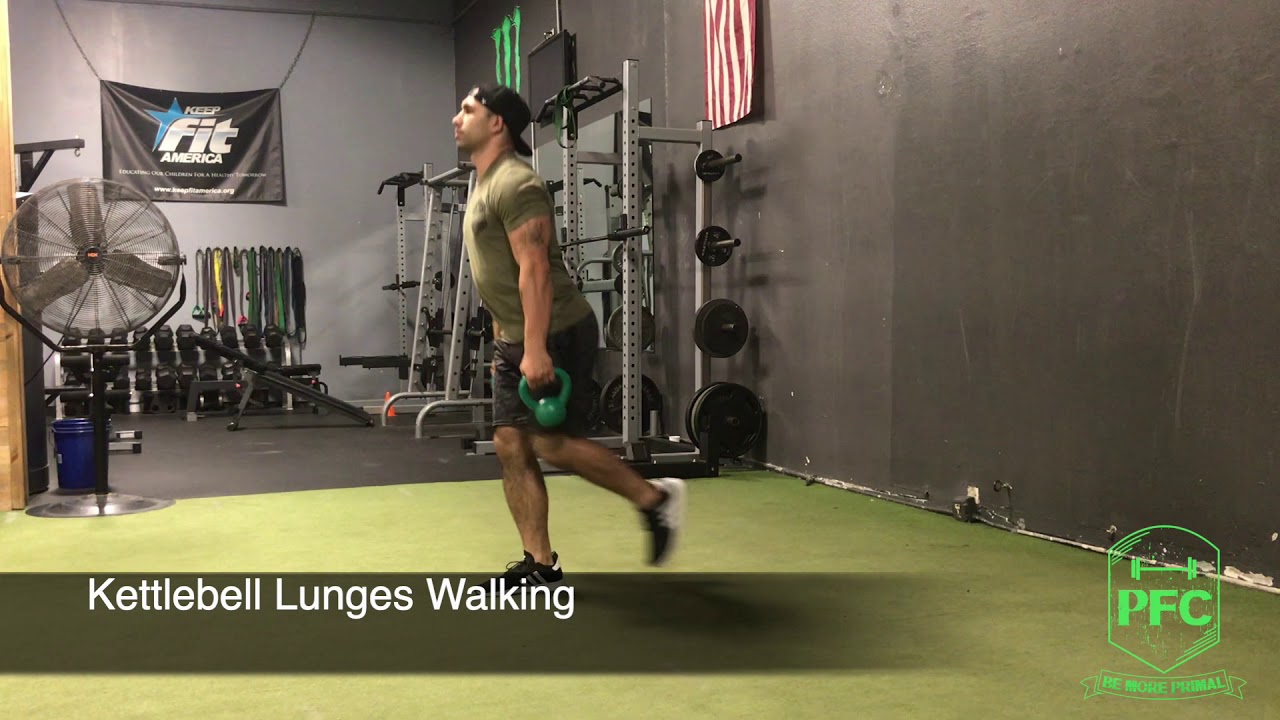 Kettlebell Lunges Walking - YouTube