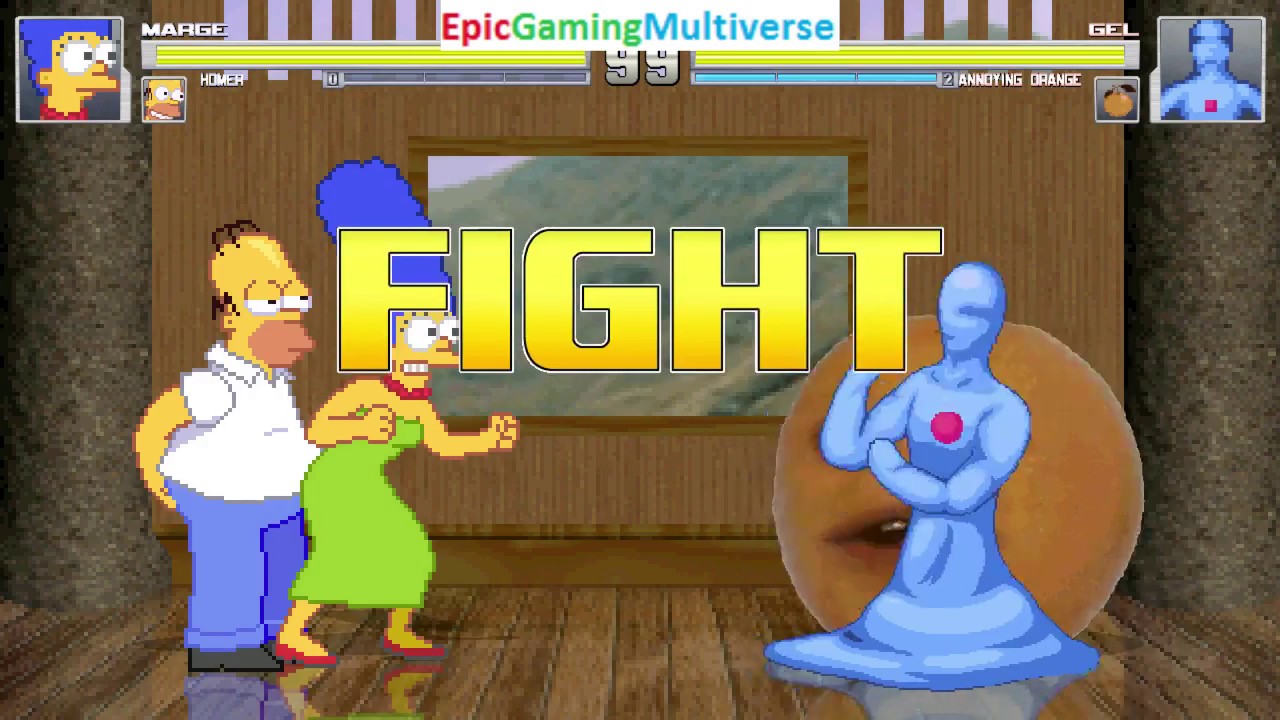 Marge Simpson And Homer Simpson VS Gel And Annoying Orange In A MUGEN ...