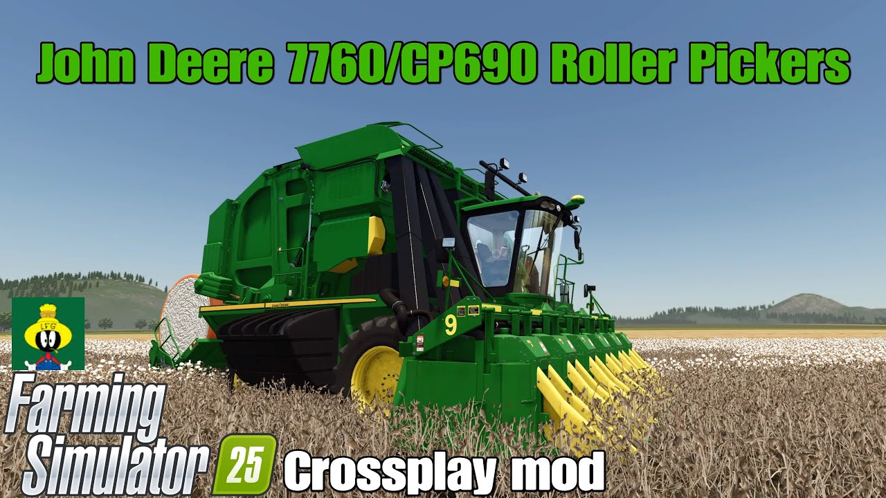 John Deere 7760/CP690 Roller Pickers / FS25 crossplay mod - YouTube