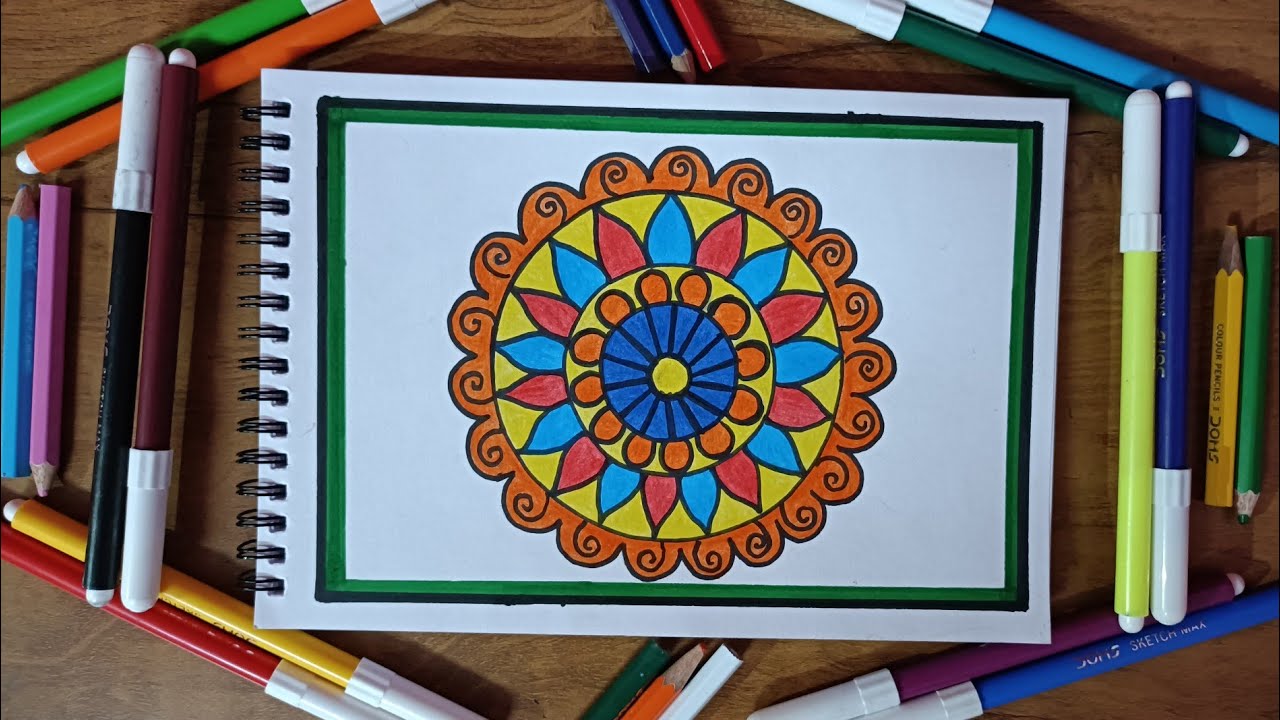 Onam Pookalam Drawing Easy Step By Step | Onam Pookalam Design Simple ...