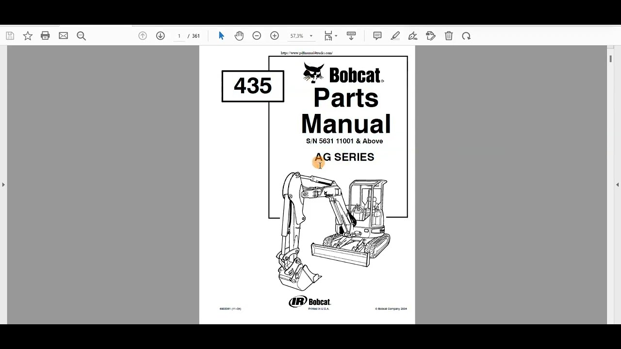 Bobcat 435 AG SERIES Excavator Parts Manual - YouTube
