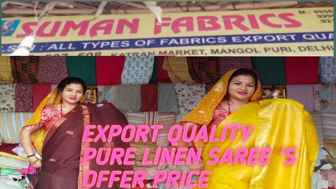 Export quality pure linen saree offer price suman fabric 9310828901. ...