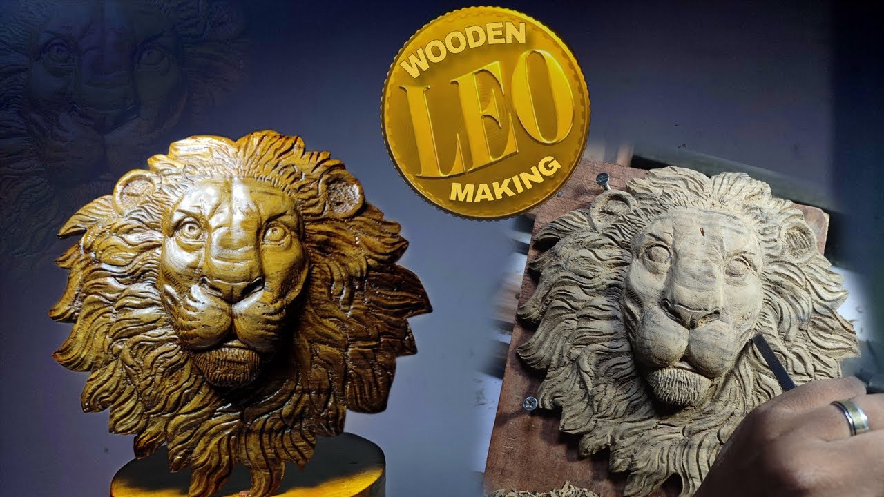 LEO | Lion face carving | Leo making | Lion sculpture | Wood carving ...