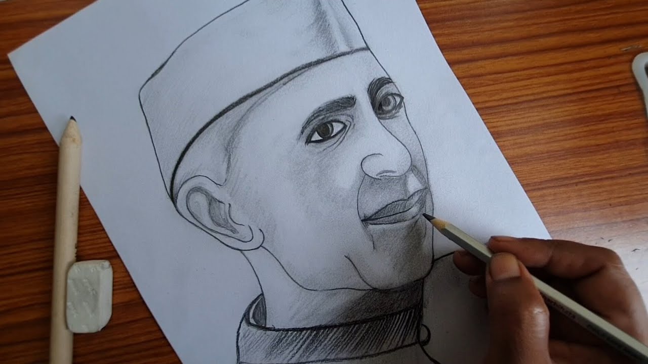 JAWAHARLAL NEHRU Drawing | Children's day drawing |JAWAHARLAL NEHRU ...