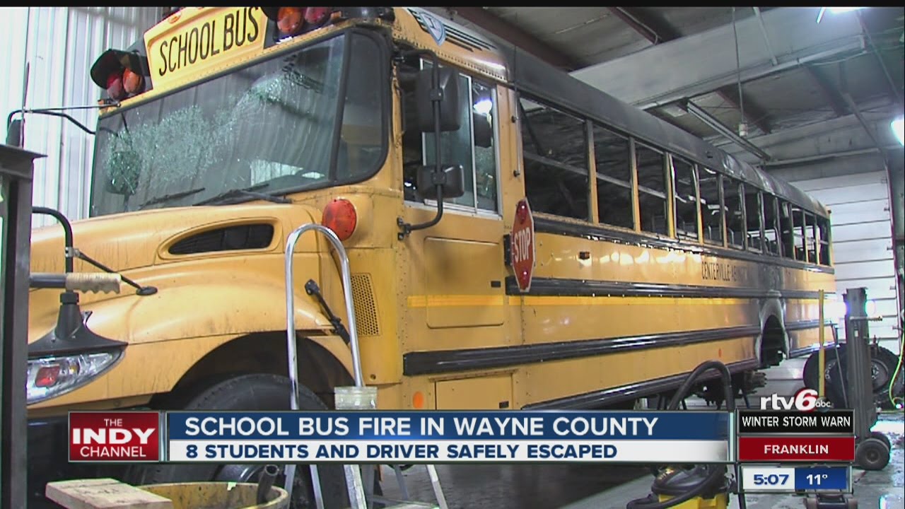 School bus catches fire in Wayne County - YouTube