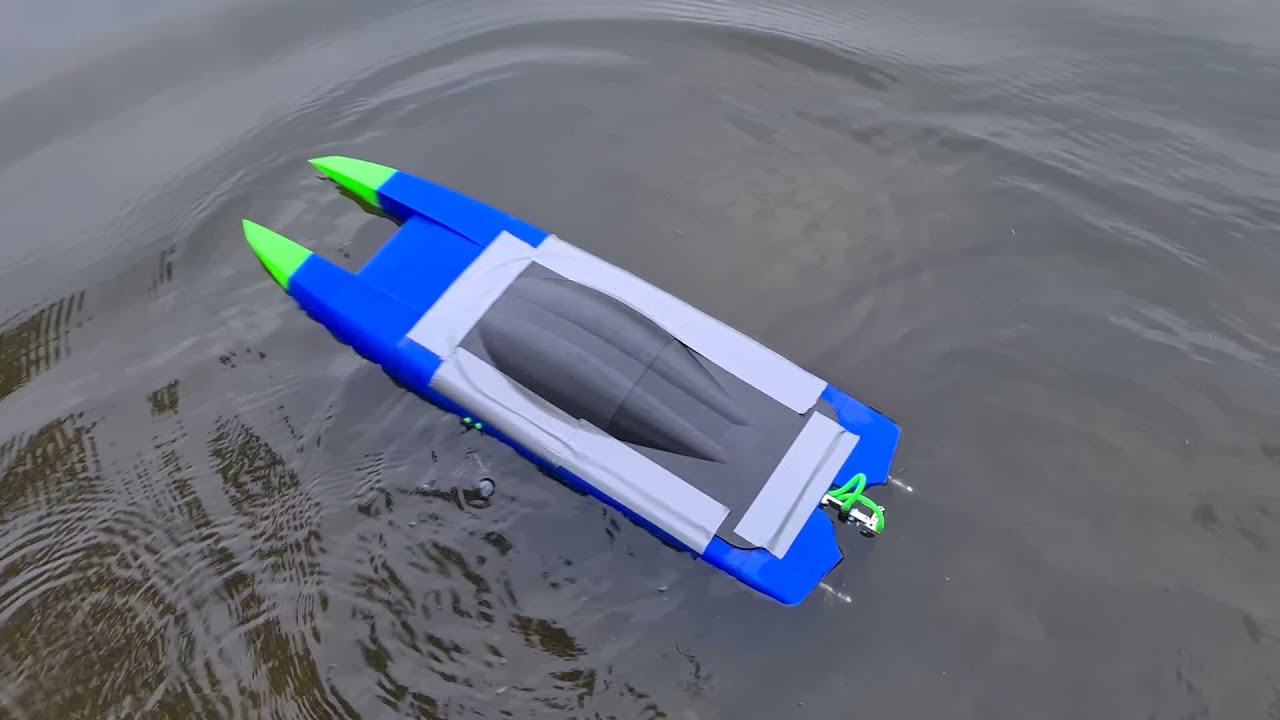 3D Printed RC boat - Predator Prototype brushless fast cat - YouTube